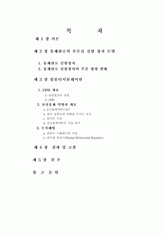 유체관로의 부손실 실험 장치 모델