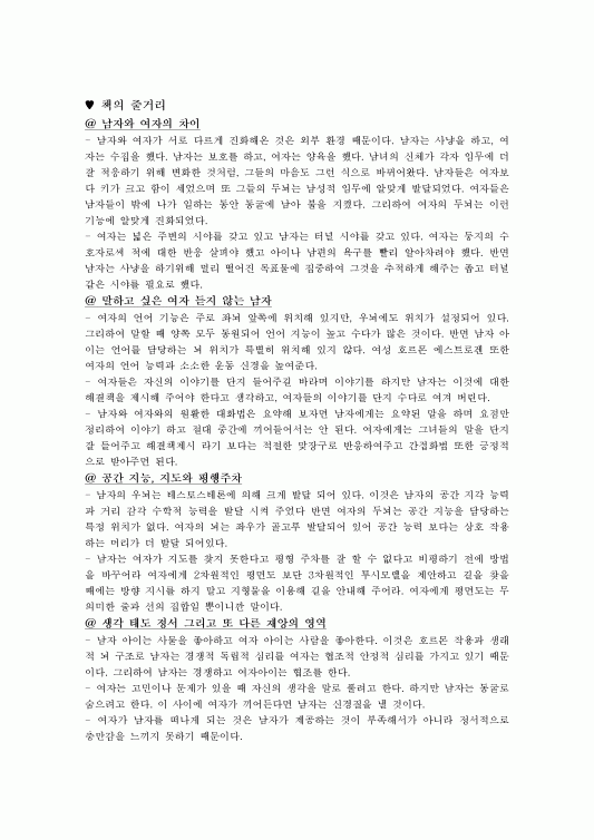 말을 듣지 않는 남자 지도를 읽지 못하는 여자