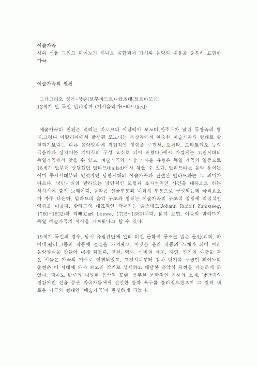 예술가곡(Lied)에 대하여