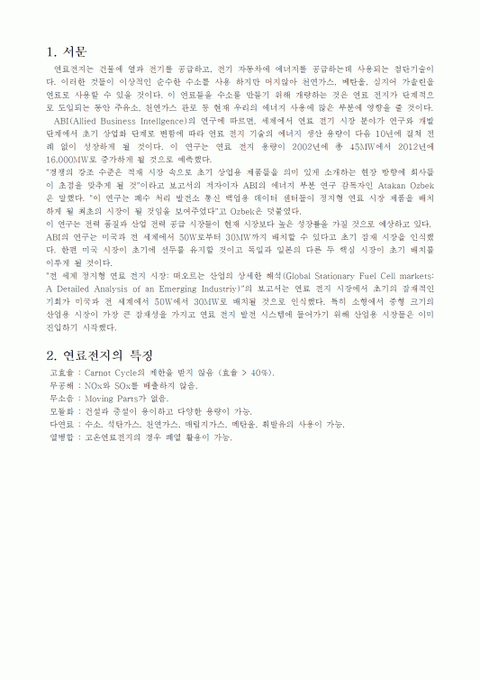 연료전지에 대한 조사 보고서