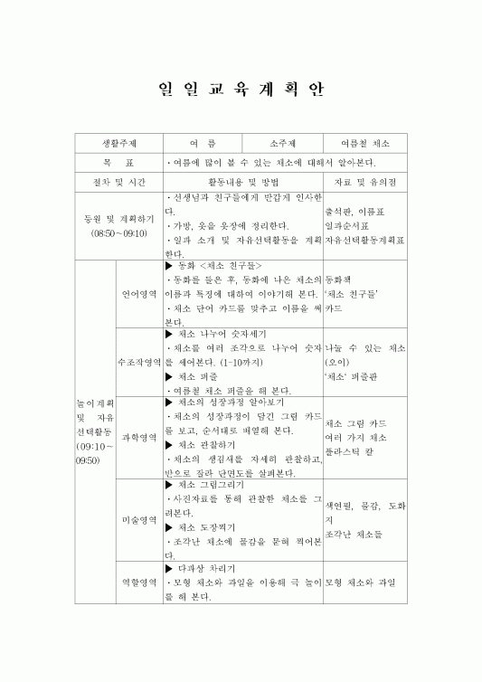 유아 음악 교육 활동계획안