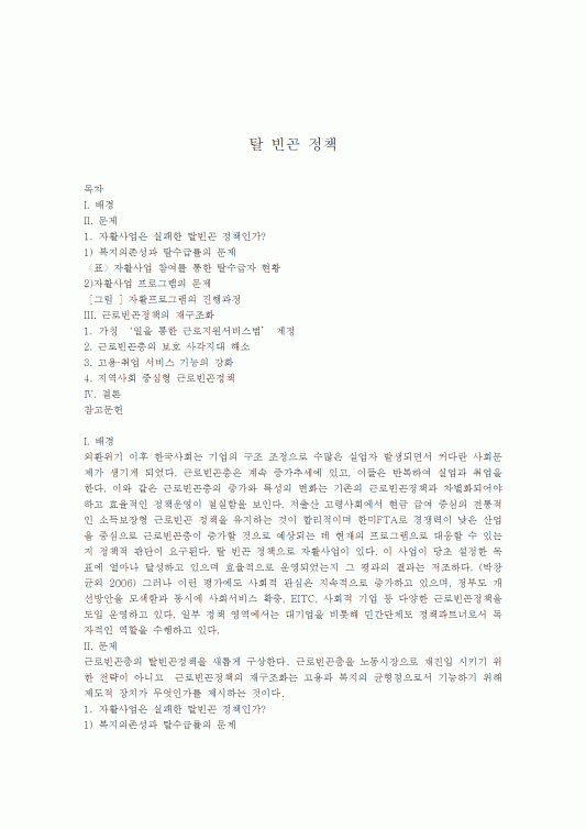 탈빈곤 정책 레포트 자료