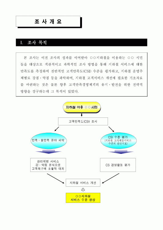 지하철 고객만족도(CSI) 조사 개요