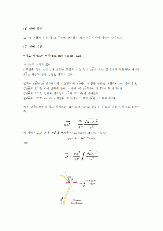 [일반물리학실험] 전류와자기장 예비레포트