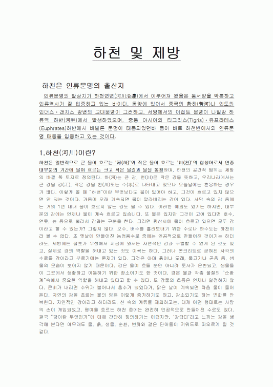 하천과 제방 레포트 자료