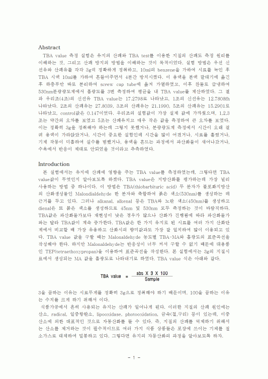 TBA value 레포트 자료