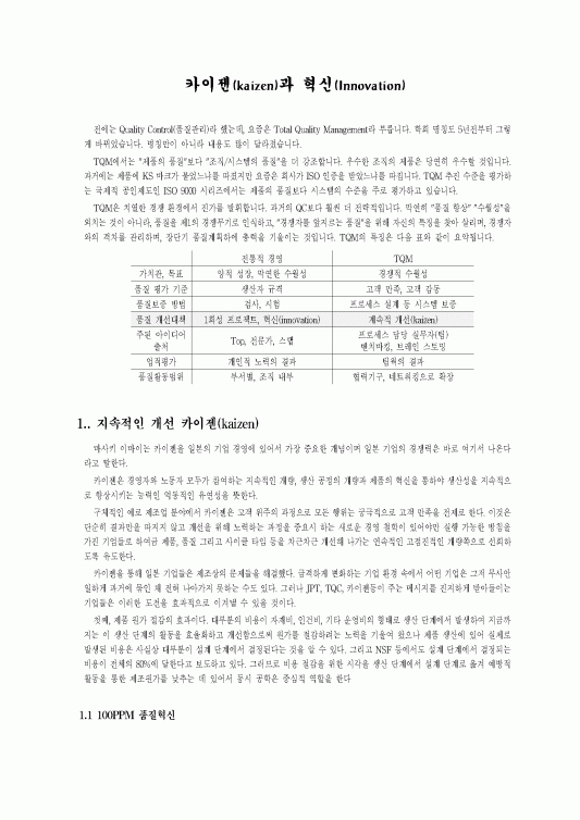 [공학/컴퓨터/통신] 카이젠(kaizen)과 혁신(Innovation)
