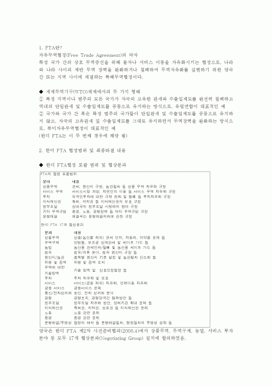 한미 FTA 한미 FTA의 장단점  다른 나라들의fta 한미 FTA 기대효과