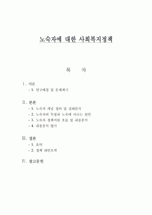 노숙자 사회복지정책