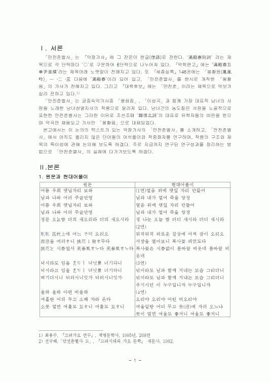 고려속요-만전춘별사
