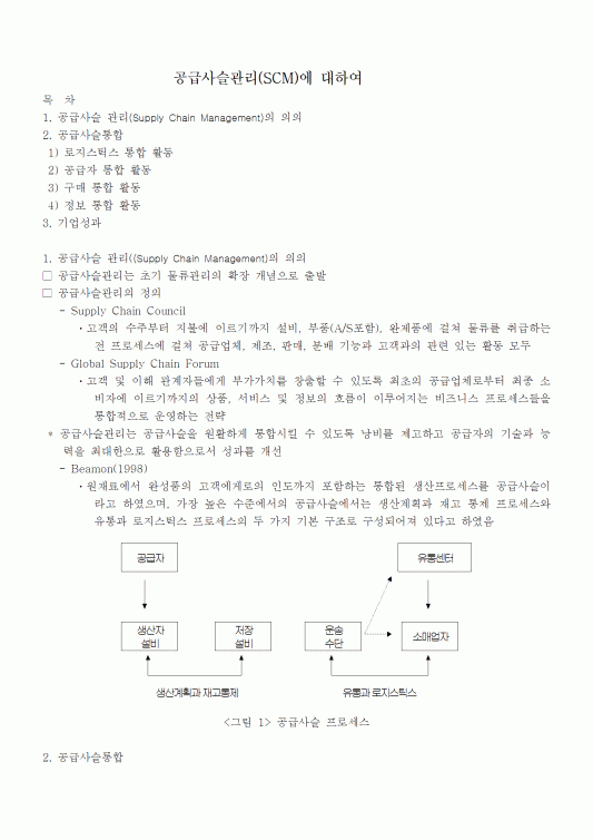 (경영,물류) 공급사슬관리(SCM)에 대하여