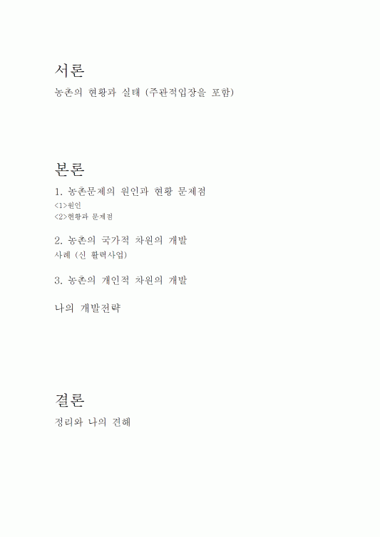 농촌개발 레포트 자료