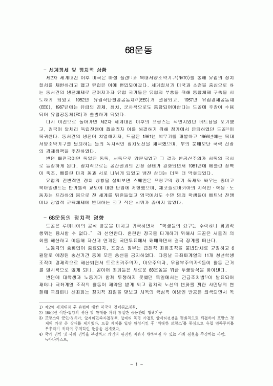 68운동에 대한 조사자료