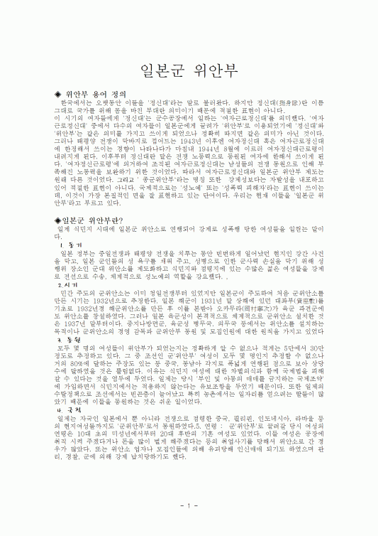 일본군 위안부 - 용어정의, 시대적 배경, 교과서 내용, 교과서 서술 의도 및 이유