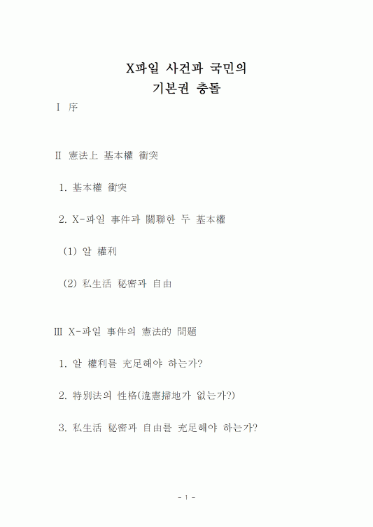 x-파일 사건과 국민기본권의 충돌