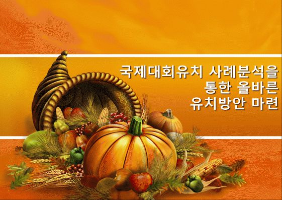 국제대회유치 사례분석을 통한 올바른  유치방안 마련