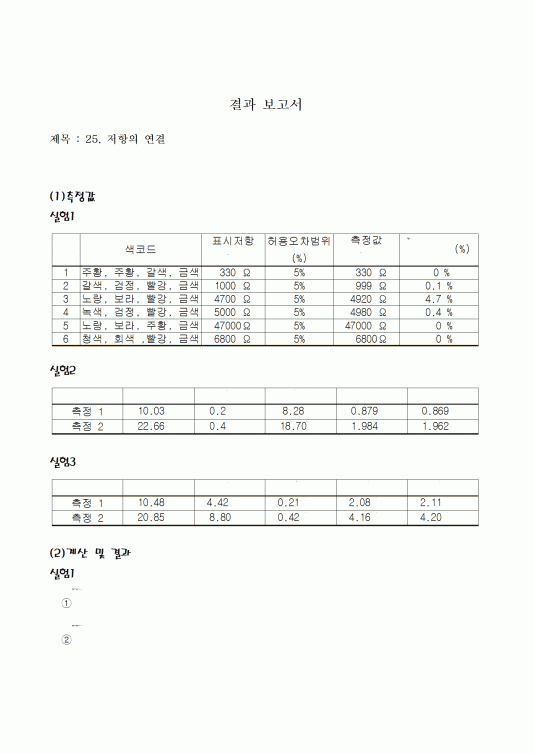 저항의연결 레포트 자료