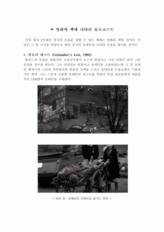 영화와 책에 나타난 홀로코스트
