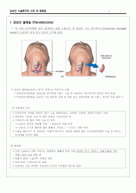 갑상선수술환자의간호