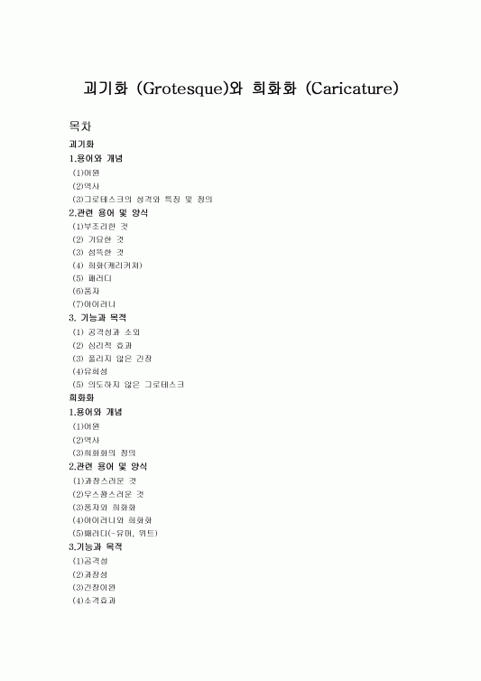 괴기화 (Grotesque)와 희화화 (Caricature)