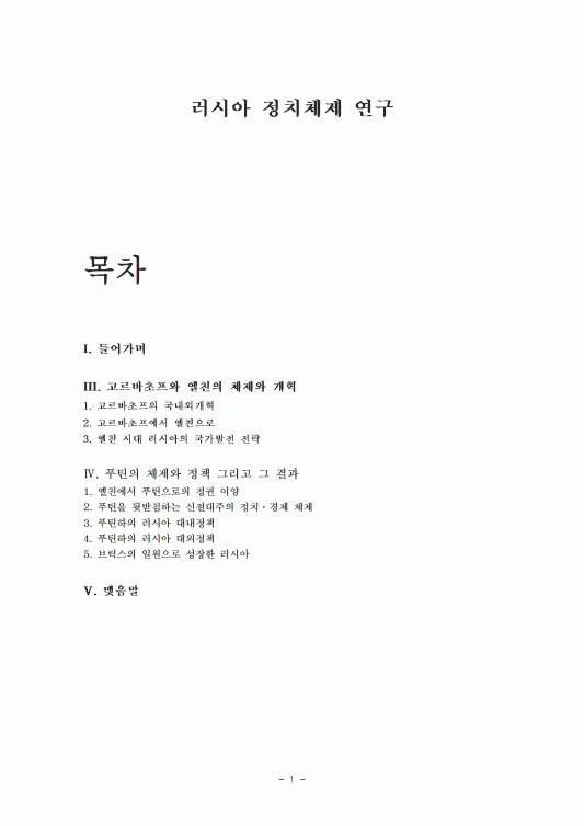 러시아 정치체제 연구