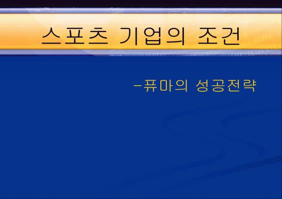 스포츠기업의 조건-퓨마의 성공전략(발표자료)