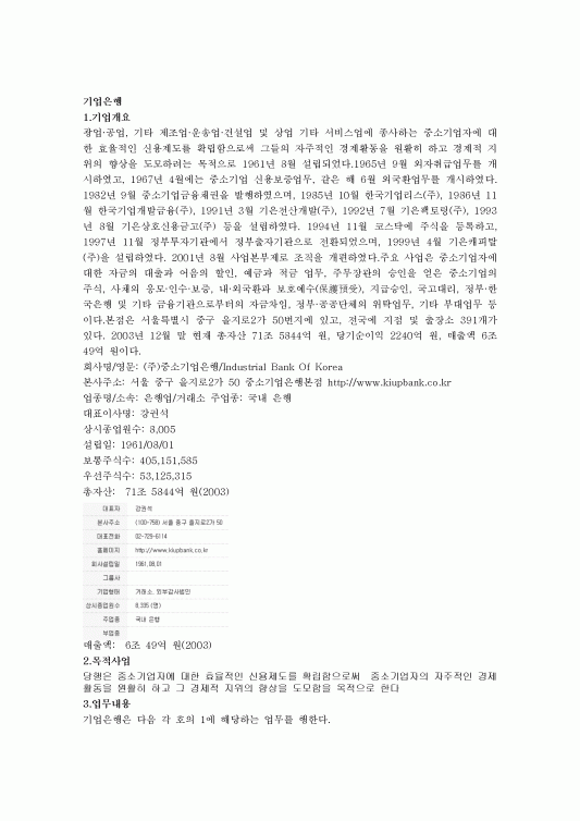 기업은행 경영전략 및 마케팅 전략