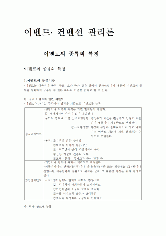 이벤트의 종류와 특징