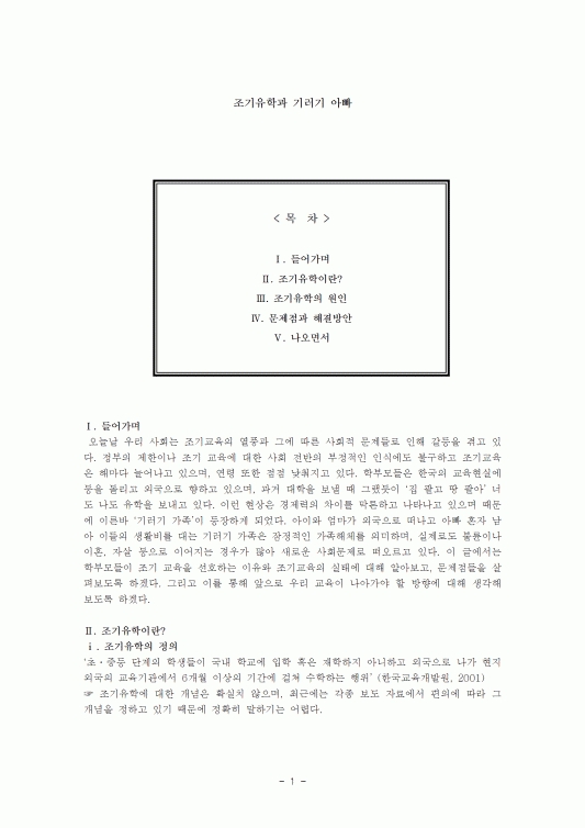조기유학과 기러기 아빠