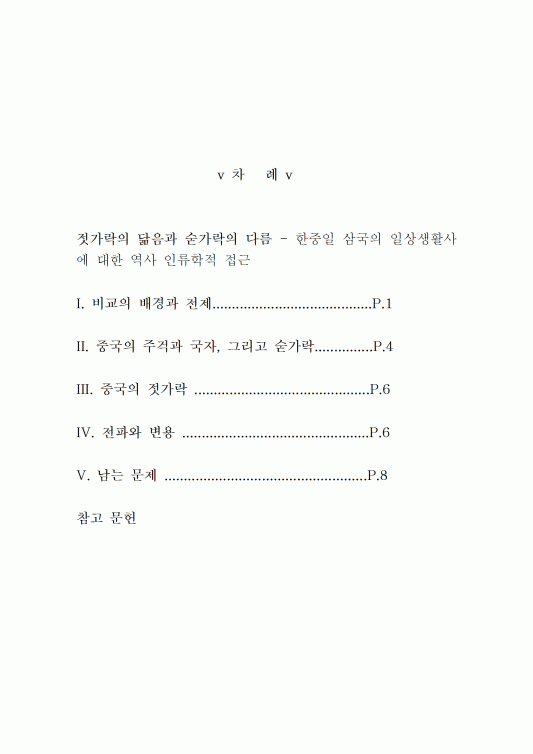 한중 일상생활사에 대한 역사 인류학적 접근(젓가락의 닮을과 숟가락의 다름)