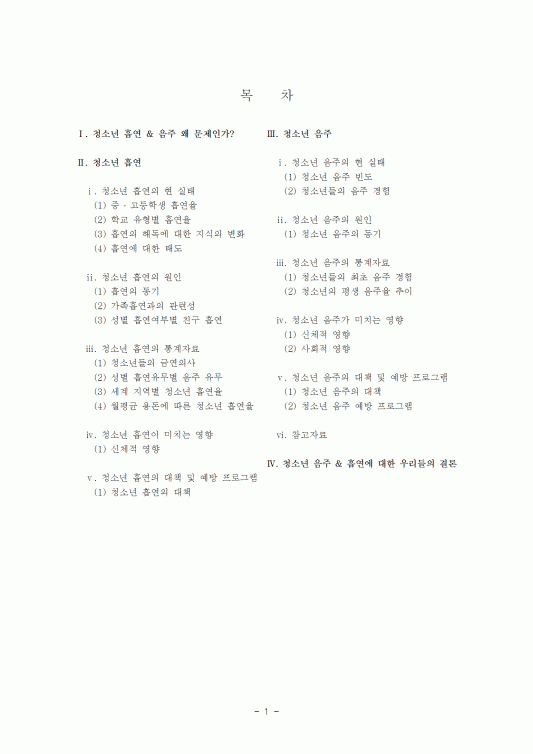 청소년 문제 (음주 & 흡연)