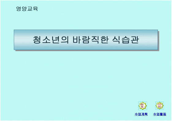 영양교육 - 청소년의 바람직한 식습관 학습지도안