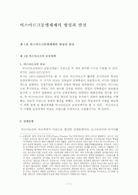 비스마르크동맹체제의 형성과 발전