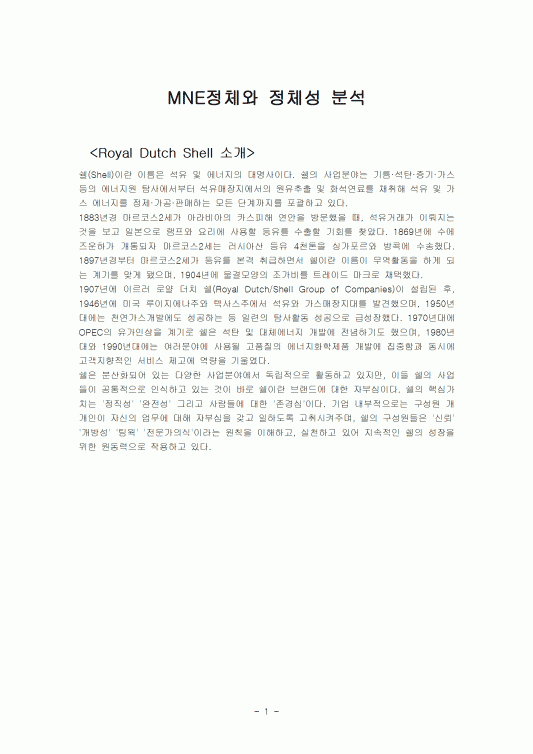 세계적인 석유기업 Royal dutch shell연구자료