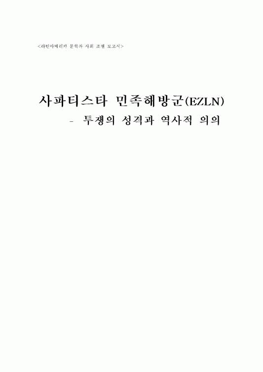 사파티스타 민족해방군(EZLN)  -  투쟁의 성격과 역사적 의의