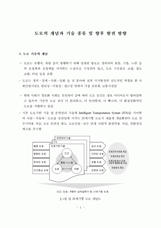 도로의 개념과 기술의 종류 및 향후 발전 방향