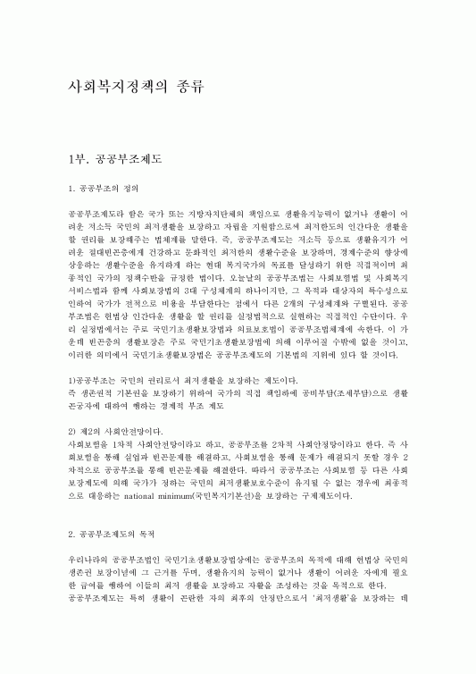 사회복지정책의 종류go