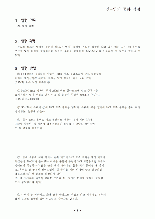 산염기 중화 적정