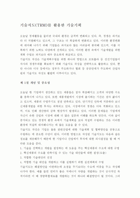 기술 지도 ( Technology Road Map _ TRM )를 활용한 기술기획