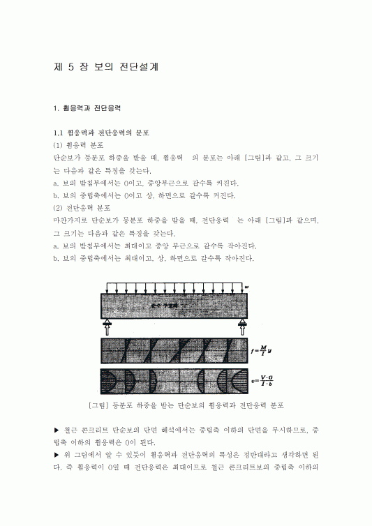 철근 콘크리트 보의 전단 설계 기본 핵심 이론