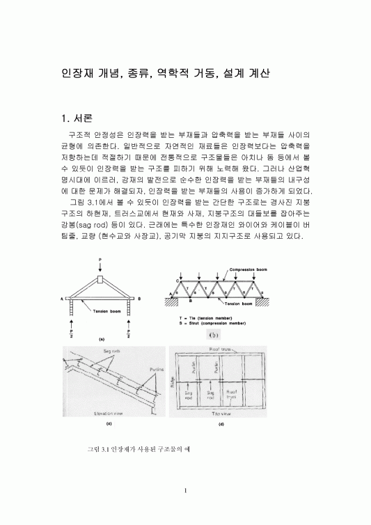 인장재 개념, 종류, 역학적 거동, 설계 계산