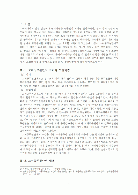 한국 고위공무원단 실시