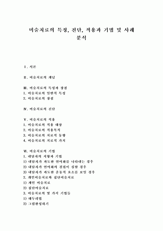 [미술치료]미술치료의 특징, 진단, 적용과 기법 및 사례 분석(미술치료의 개념, 미술치료의 특성과 장점, 미술치료의 진단, 미술치료의 적용, 미술치료의 기법, 특수교육대상 학생을 위한 미술치료 사례)