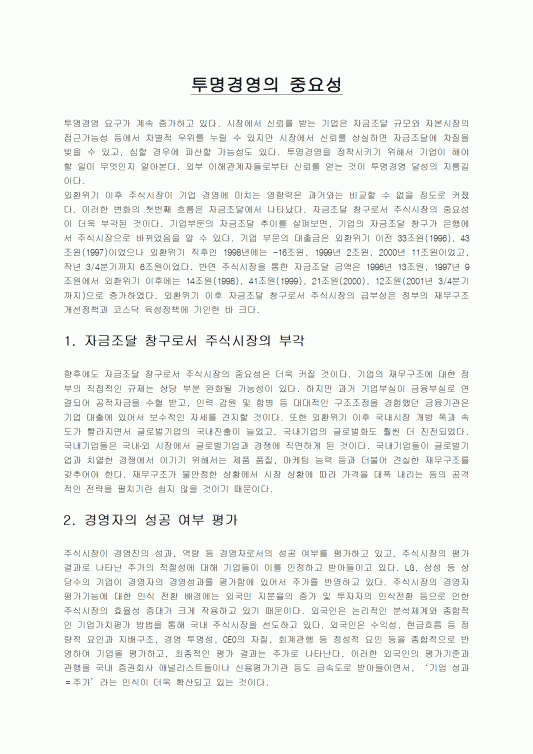 투명경영의 중요성