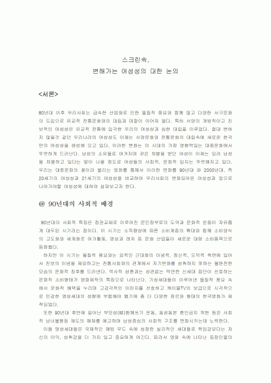 스크린 속 변해가는 여성상