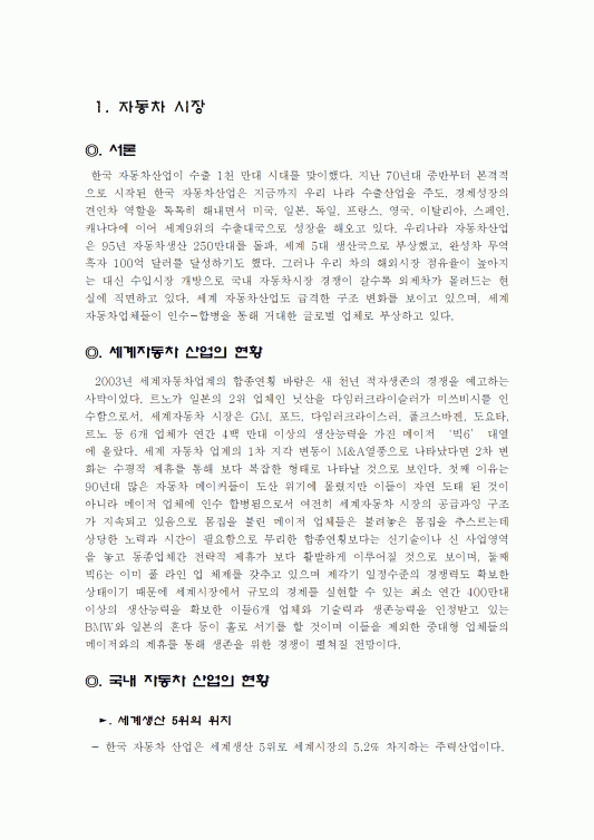 자동차산업 레포트 자료