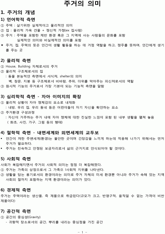 주거학 중간고사