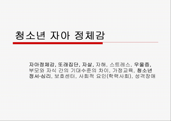청소년 자아정체감 문제에 대해서
