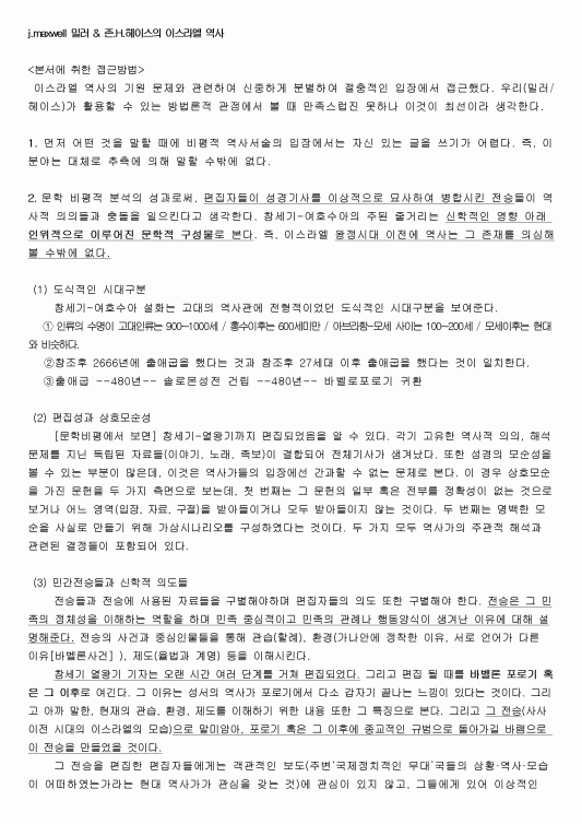 존브라이트 군네벡 헤이스&밀러 이스라엘 역사 방법론별 조사