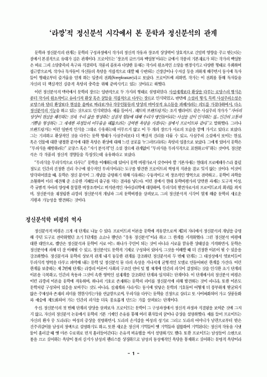‘라깡’적 정신분석 시각에서 본 문학과 정신분석의 관계